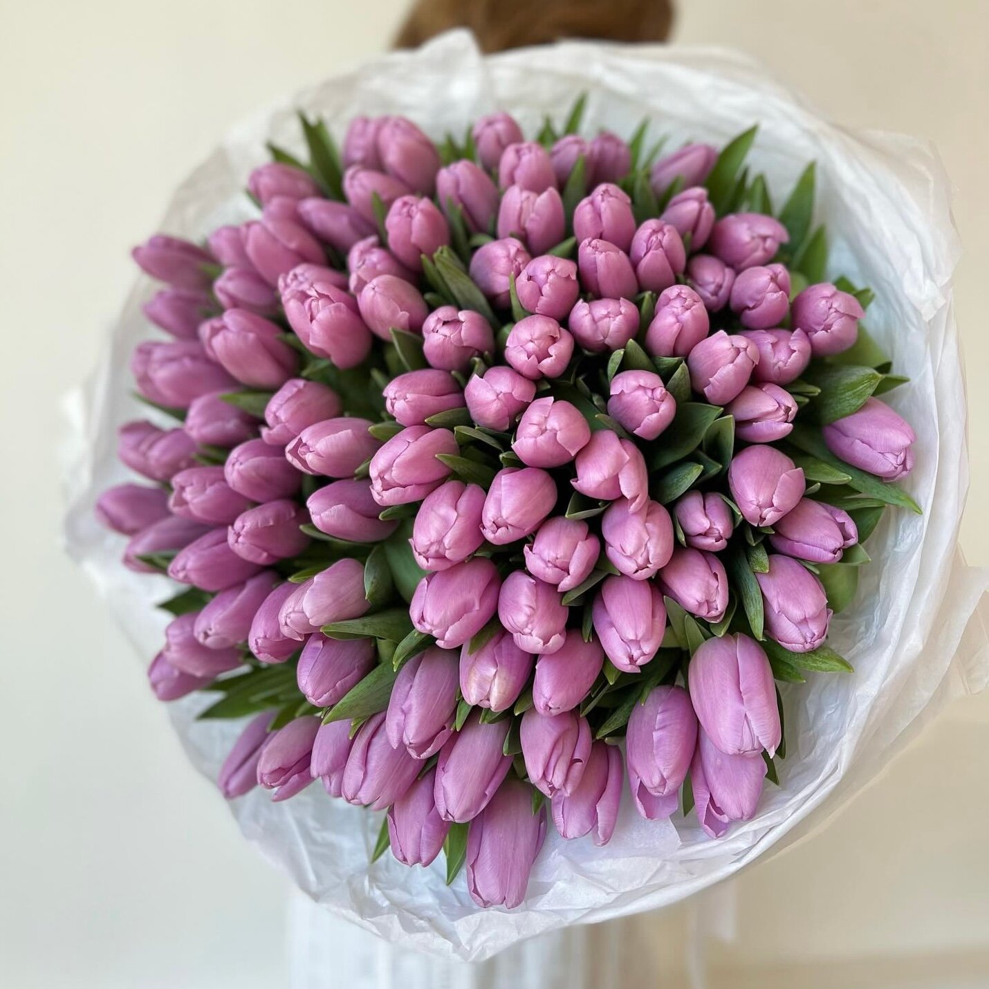 Букет из фиолетовых тюльпанов 101 шт, красивый букет цветов, шикарный, премиум цветы, премиум букет
