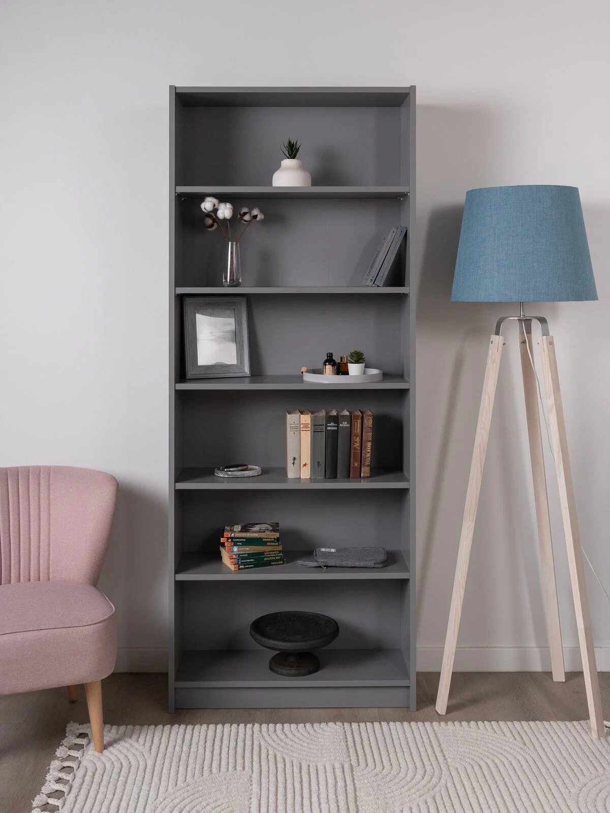 Стеллаж Варма Стэнд 78х198х28, серый, ГУД лакк