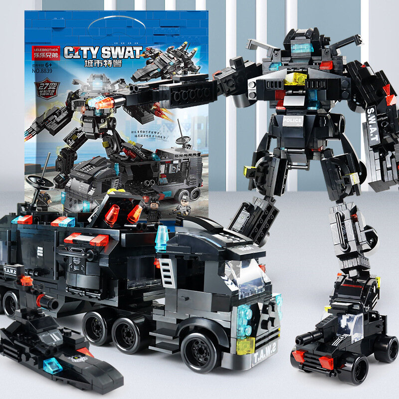 Lele Brothers Building Block игрушки детские развивающие собранный городской спецназ мальчик собранная модель автомобиля