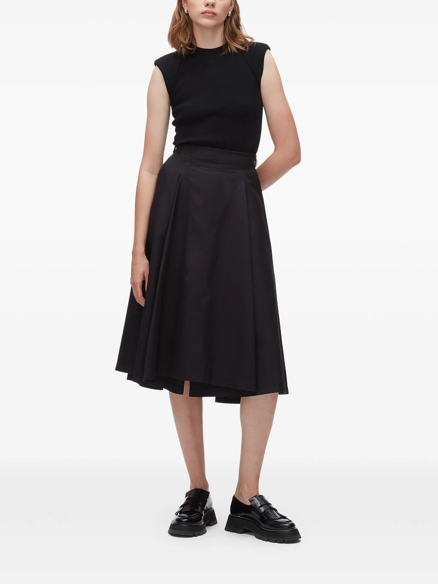 Юбка 3.1 Phillip Lim Belted A-line midi skirt, размер 4, черный — фото 1