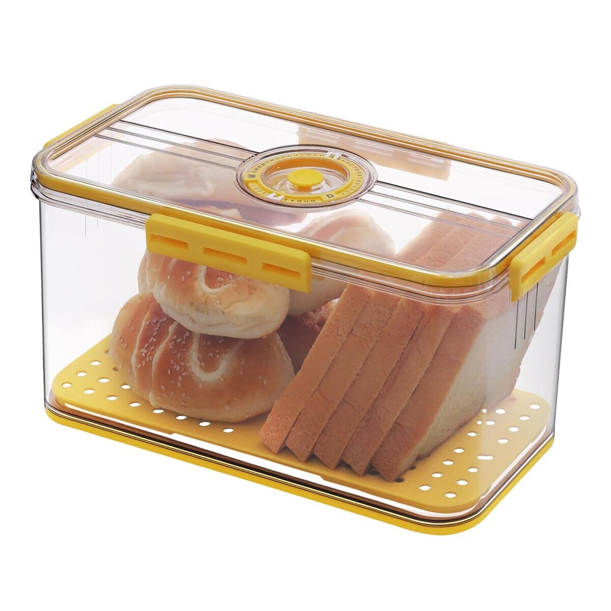 Хлебница для кухонной столешницы, герметичный контейнер для хранения буханок хлеба, хлебница с функцией учёта времени и крышкой, контейнер для хранения домашнего хлеба, булочек, бубликов, батончиков.