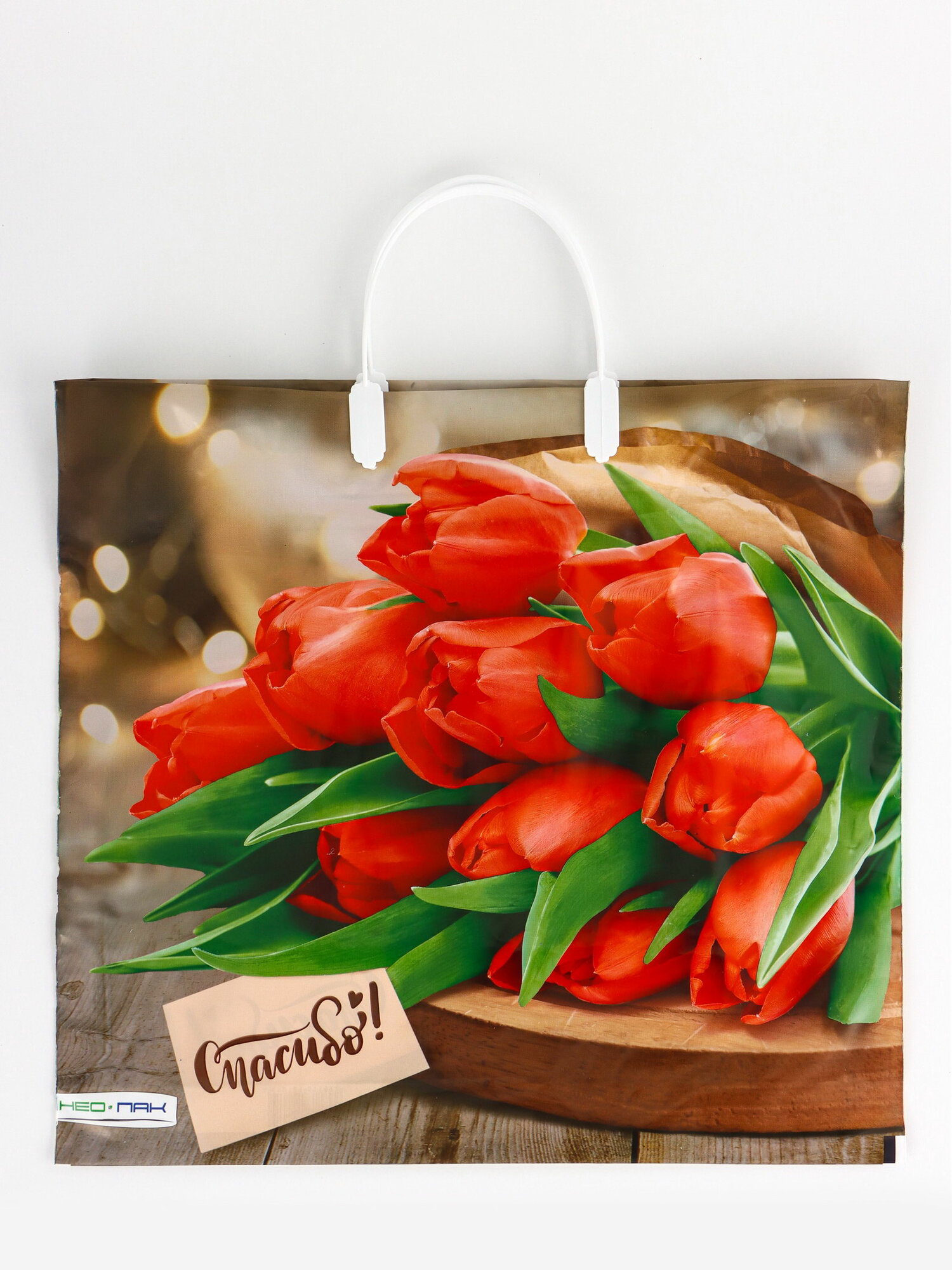 Пакет "Спасибо", полиэтиленовый, пластиковая ручка, 37x35 см, 90 мкм, 5 шт.