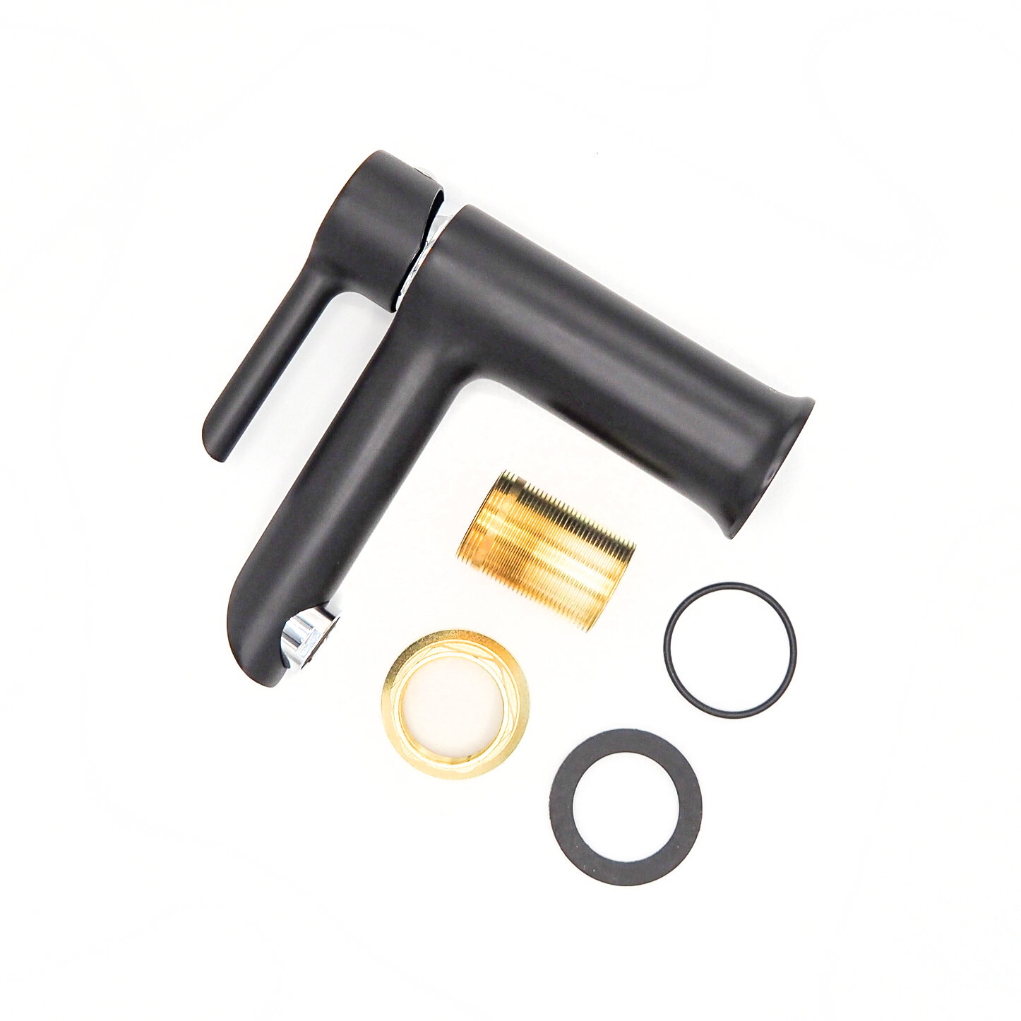 Смеситель Оптима, для умывальника, с гайкой, черный/хром, диаметр 35 мм