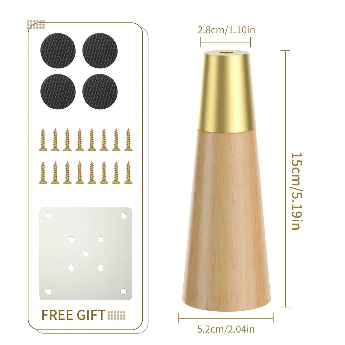 1 шт, 10-20 см, прямые ножки, мебельные ножки из цельного дерева, с защитой из чистой меди, для ножек шкафа, дивана, фурнитура для стола, дубовые ножки straight 15cm