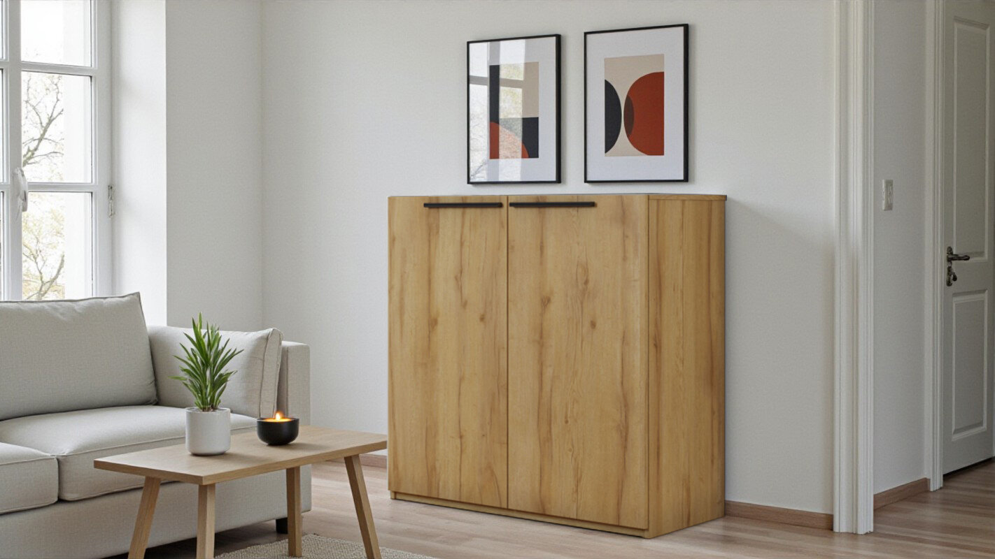 Тумба Лорена Пакс-1 Дуб Золотистый U1148 NOW 110x44x90 см, желтый Фиеста