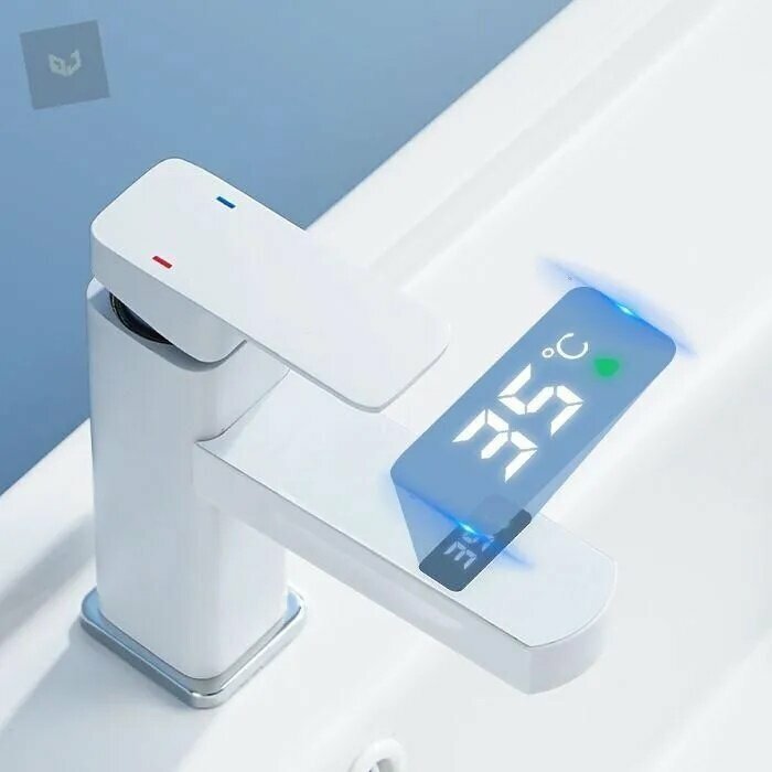 Смесители для раковины в ванной с цифровым дисплеем, белый