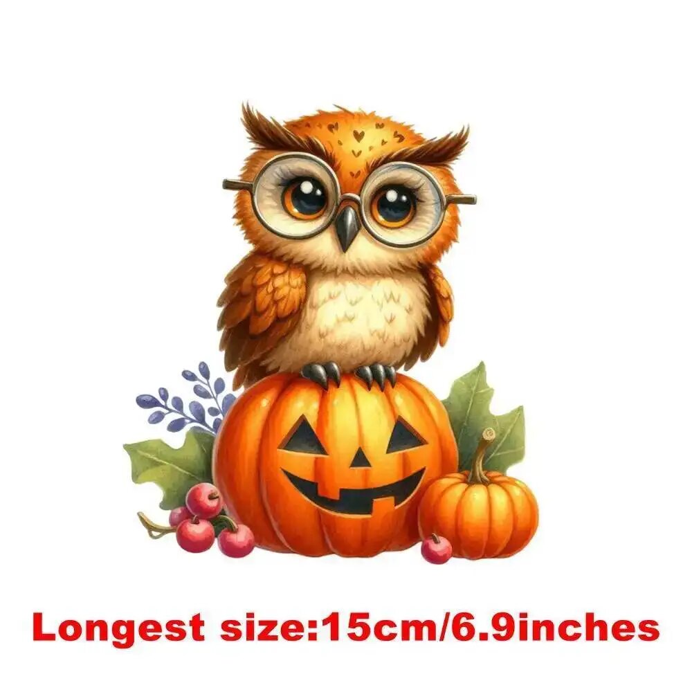 15 см детская осенняя наклейка с изображением животных, тигра, енота, термопереносная наклейка DTF, футболка «сделай сам», железные нашивки для переноса одежды, наклейка