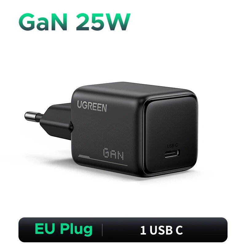 Зарядное устройство UGREEN 25 Вт GaN для iPhone 16 15 14 Pro Max Samsung S25 Xiaomi Tablet iPad Air Pro PD 3.0 Mini USB C Быстрое зарядное устройство для телефона