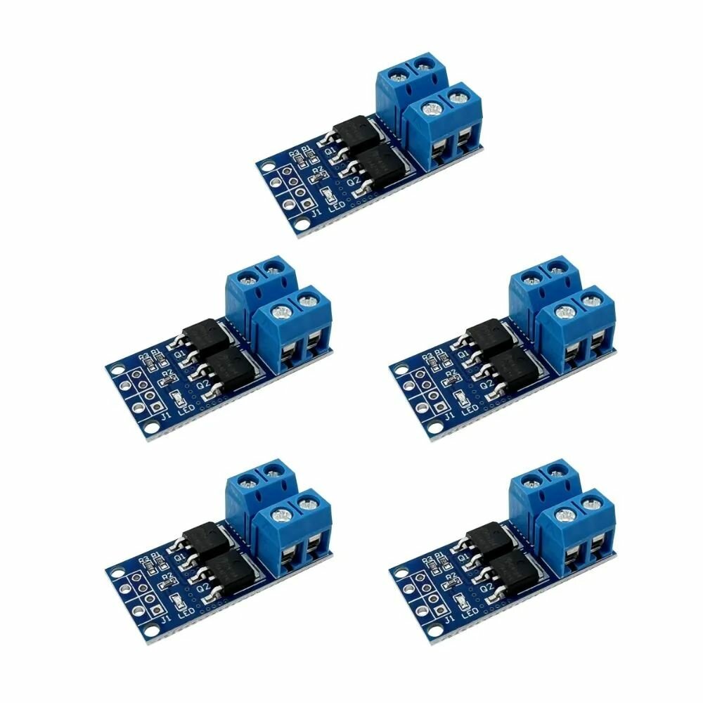5 шт. Модуль переключения на двойных MOSFET, 5-36V, 15A (30A макс.), 400W. ШИМ регулятор 0-20 кГц для управления скоростью двигателей и яркостью светодиодов
