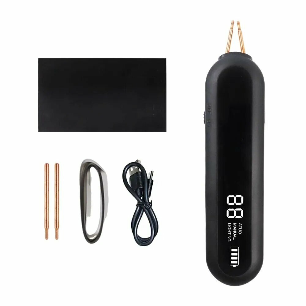 Беспроводная точечная сварка, ручной сварочный аппарат на литиевых батареях, регулируемая мощность USB-зарядка, черный