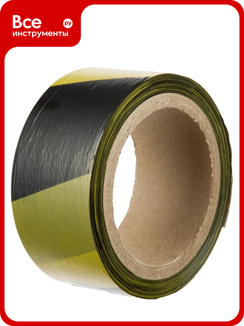 Оградительная лента ООО Комус желто-черная, 50 мм, 100 м, 6 шт. в упаковке 1836651