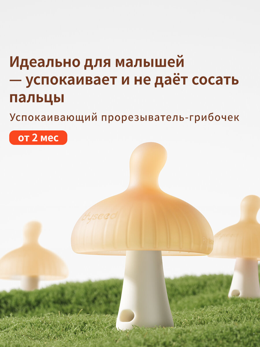 Прорезыватель для зубов для новорожденных силикон грибок, 2+мес