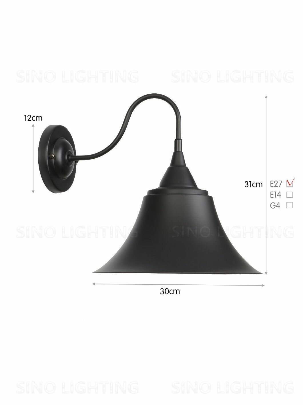 Современный настенный светильник Sino Lighting industrial, черный, размер 31x30 см, лампа E27, для дома, кухни, коридора