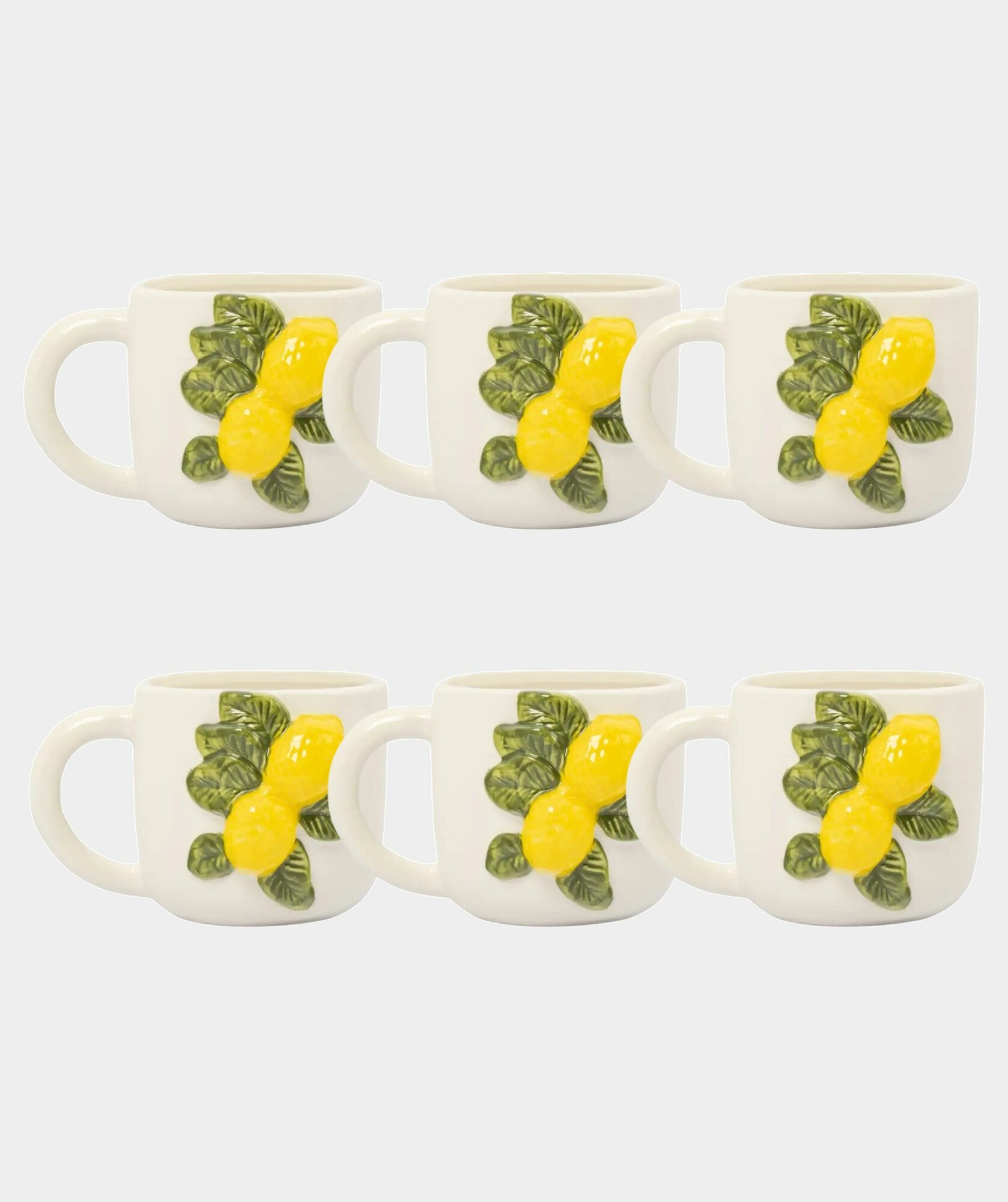 Набор 6 кружек, 450 мл, фарфор, молочная, Лимоны, Limoncello (Anna Lafarg)