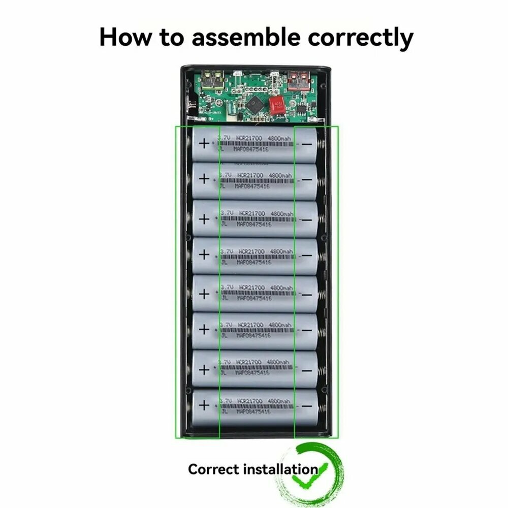 Power Bank DIY Shell Case Battery Charger Box с функцией подсветки 8x21700 Storage Organize 10W