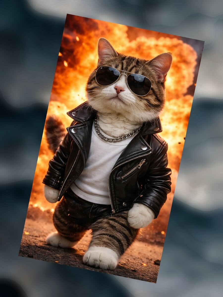 Постер "Крутой кот", 29.7х42см, А3, глянцевый