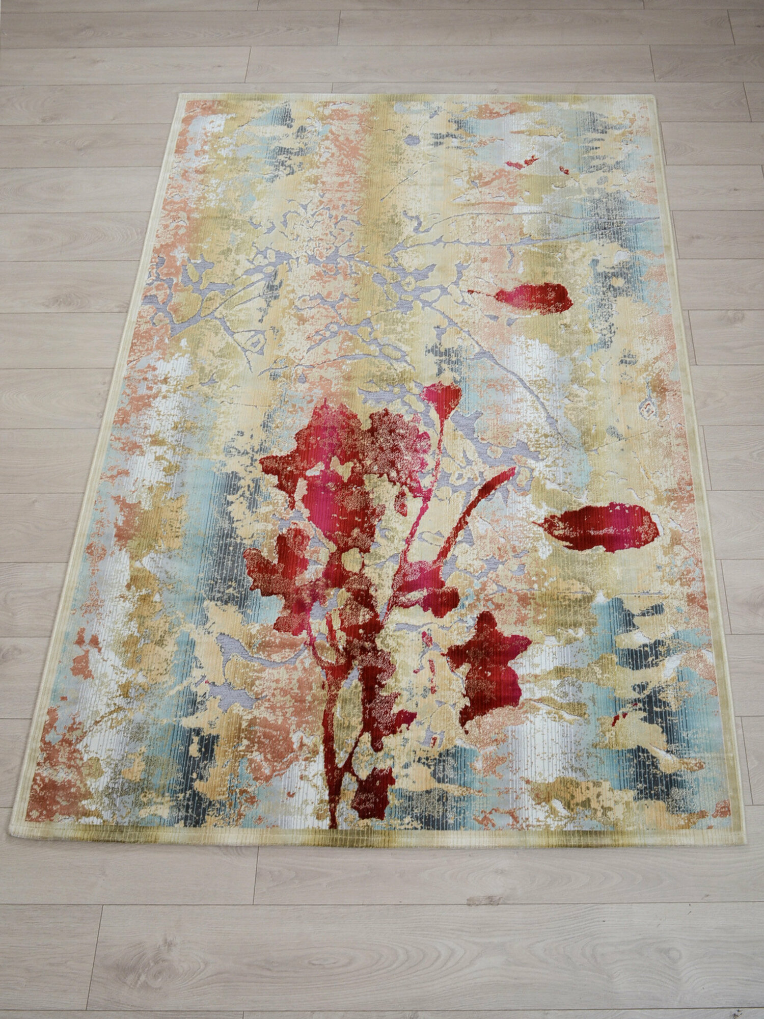 Ковер для комнаты на пол, палас в гостиную, Симфония, 120х180 см, 425Z, бирюзовый