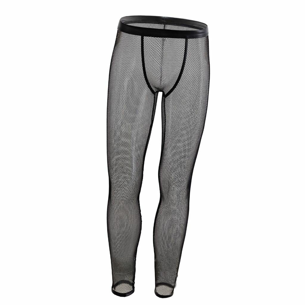 Мужские длинные брюки с сетчатым низом, колготки-мешочки в сеточку-черный-XXL