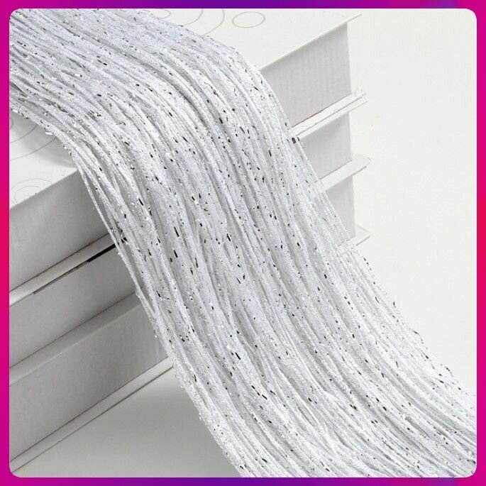 Занавеска на дверь из бусин 100x200 см белый