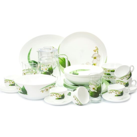 Столовый набор Luminarc DIWALI WHITE ORCHID P0328, 46 предметов