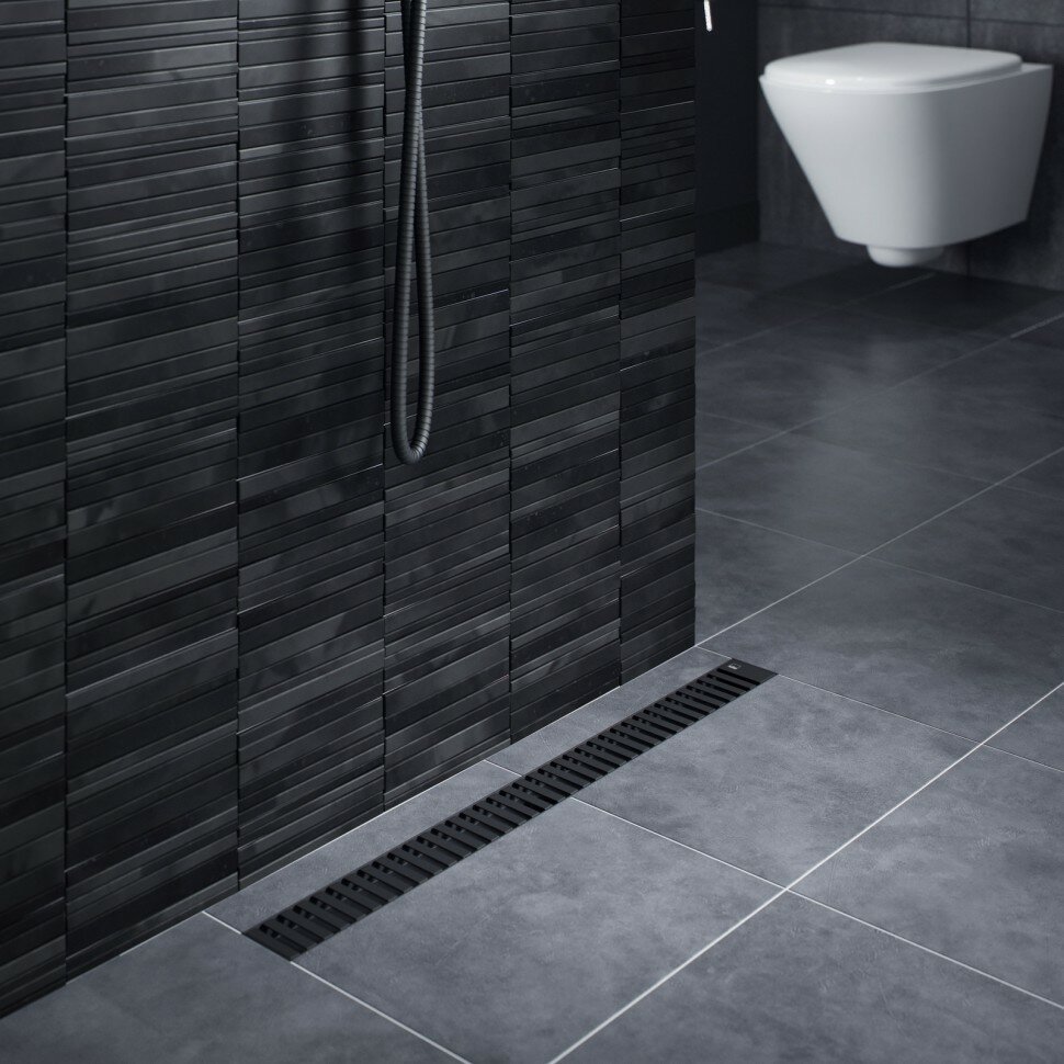Душевой лоток TIMO Drain System 800 с вставкой "lines", Чёрный