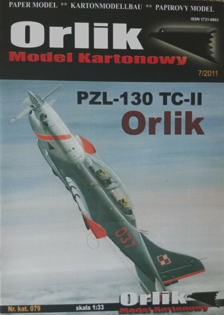 Сборная бумажная модель Самолет PZL-130 TC-II Orlik - Orlik №79 (журнал+лаз. резка)