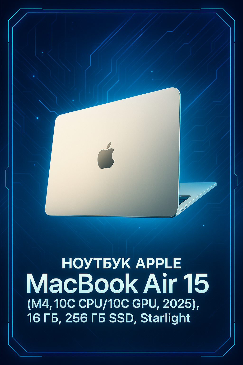 Ноутбук Apple MacBook Air 15 (M4, 10C CPU/10C GPU, 2025), 16 ГБ, 256 ГБ SSD, Starlight (сияющая звезда)