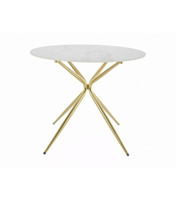 Стол обеденный Signal AZALIA Ceramic 90 (белый/золотой)