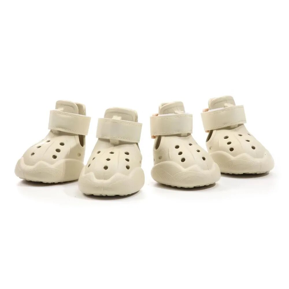 Антискользящие водонепроницаемые сандалии для собак, дышащие ботинки для горячего асфальта, Creamy White - size 8