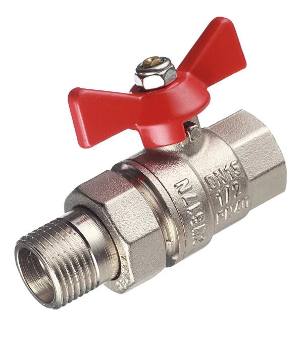 Кран шаровой латунный Valtec Base 1/2 ВР(г) х 1/2 НР(ш) бабочка с полусгоном прямой (VT.227. N.04) Valtec VT.227. N.04