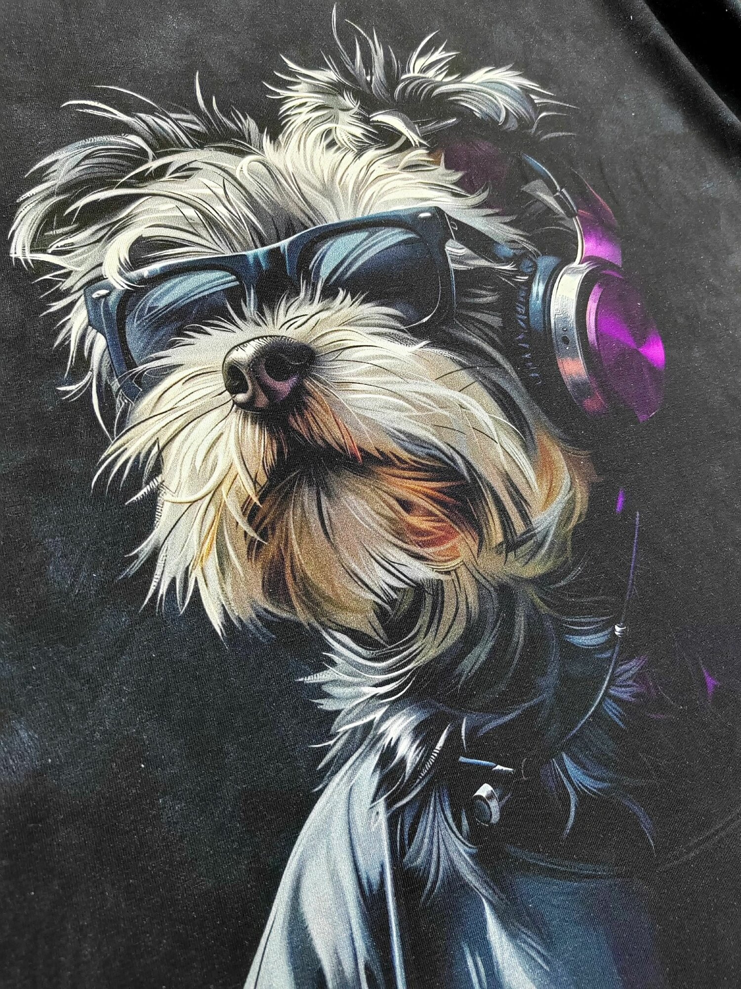 Кулирка с лайкрой купон "Йорк в наушниках" ширина 180см, высота 80 (+-2)см пенье