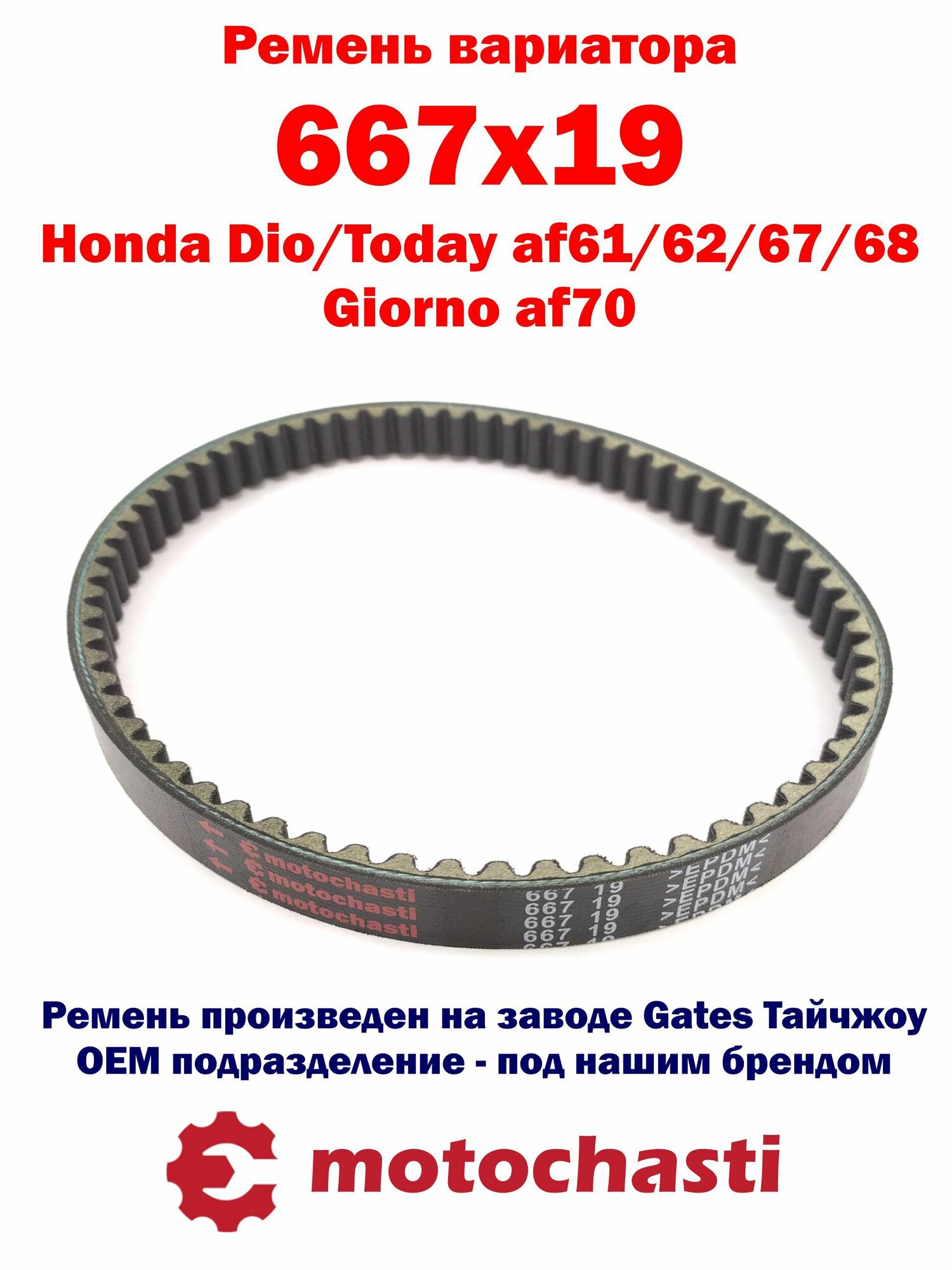 Ремень вариатора 667*19 Honda Dio af61/62/67/68, giorno af70 - Motochasti