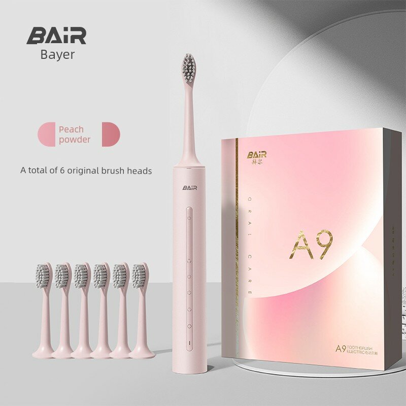 Bayer A9-S Соник Перезаряжаемая Электрическая Щетка с Мягким Волосом, Вишневый Цвет, 6 Щеточных Головок Включено