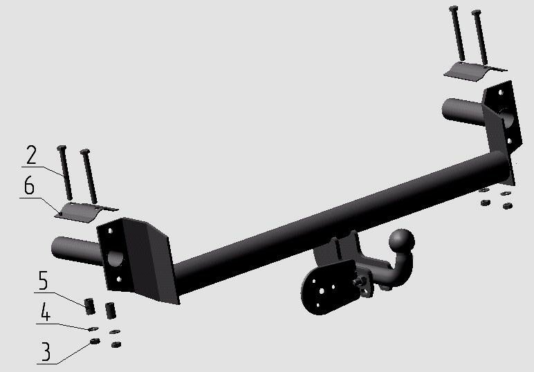 Фаркоп для ВАЗ 2113, 2114 2003-2013 Тип шара: A. Нагрузки: 800/50 кг, VAZ-44