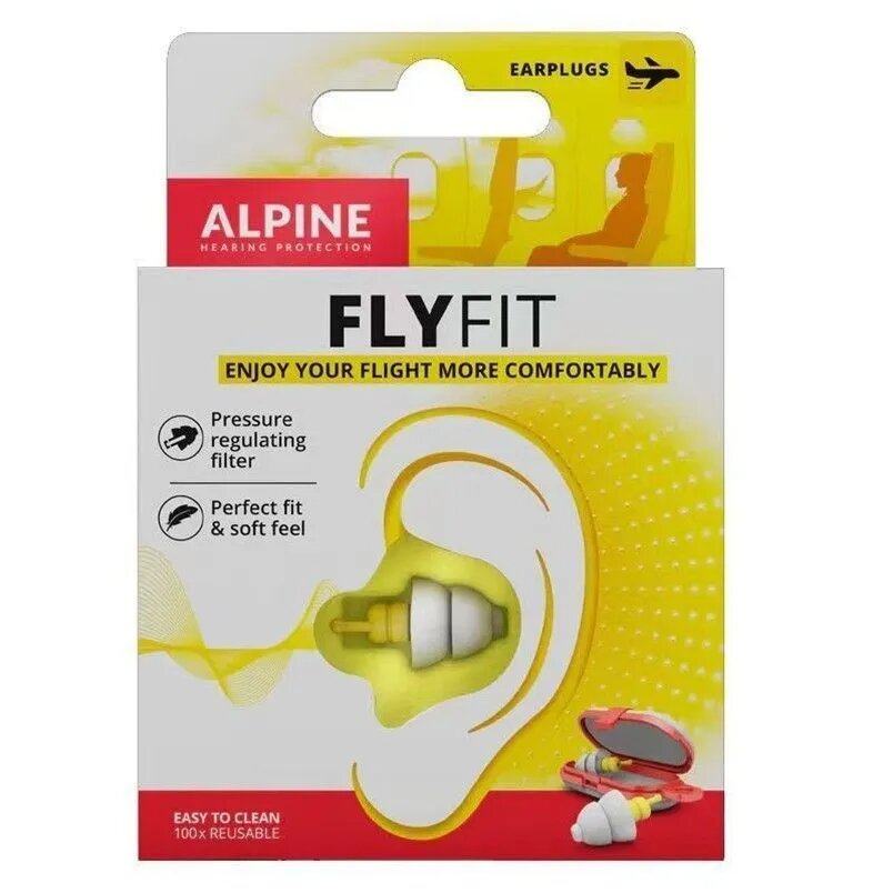 Alpine FlyFit earplugs Беруши для самолета, беруши для комфортного полета, многоразовые, силикон