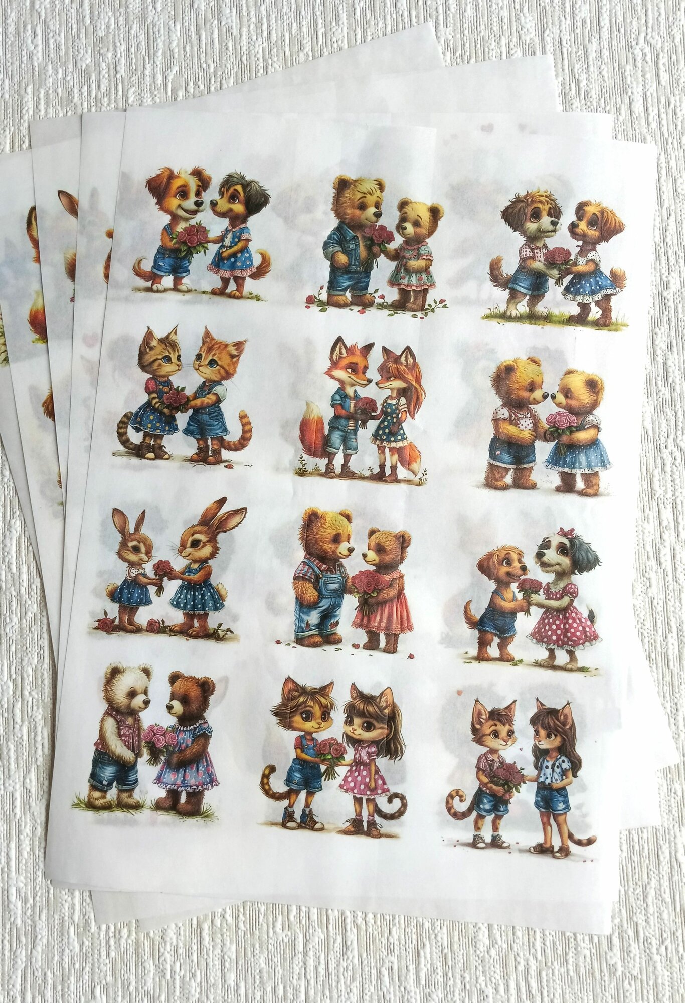 Набор бумаги для декупажа 5 листов А4, 40 гр/2м.