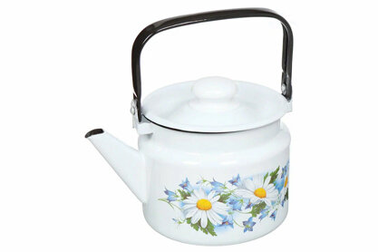Чайник эмалированный 2,0л "Ромашковое поле" для всех плит, Лысьвенские эмали