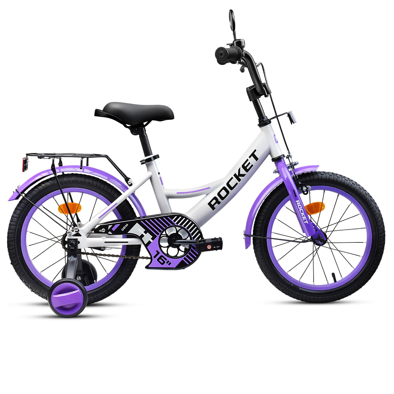 Велосипед 16" Rocket Gem, цвет белый/фиолетовый, рост 110 - 125 см.
