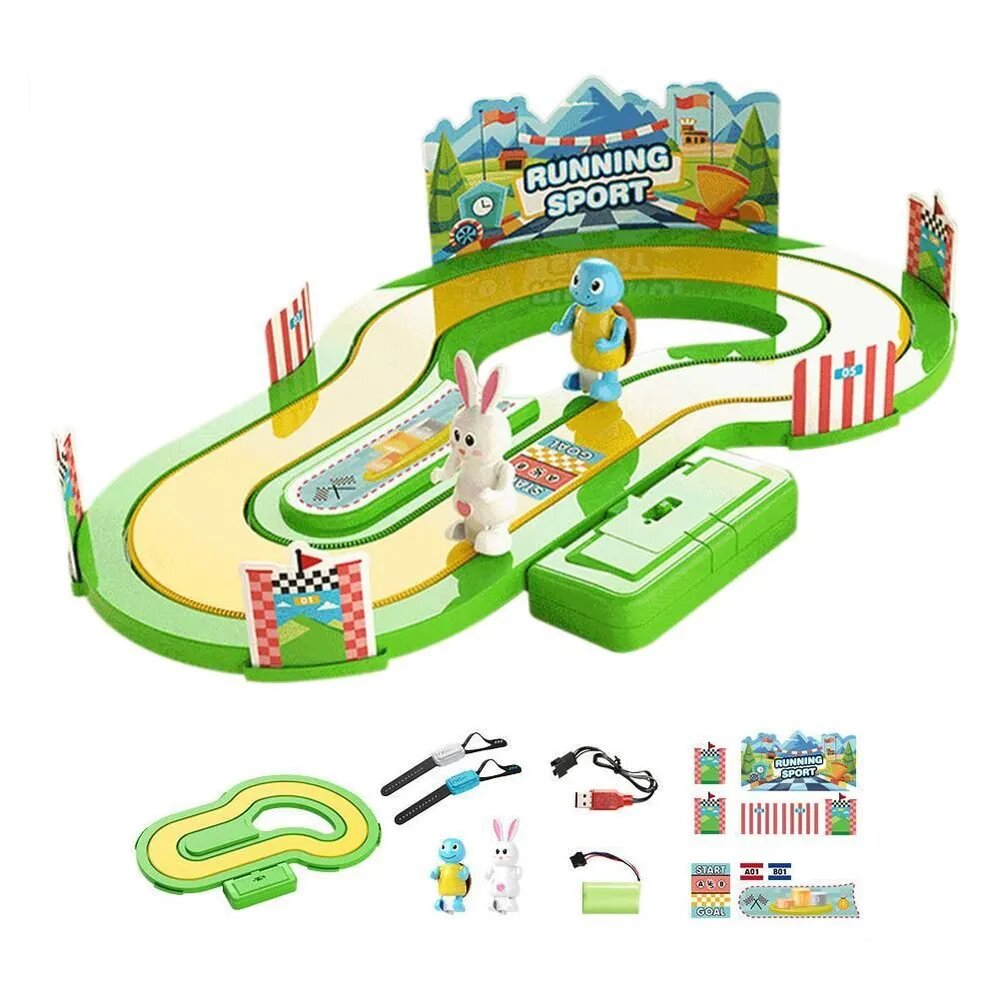 Игра-симуляция гонок на треке с фигурками животных и дистанционным управлением