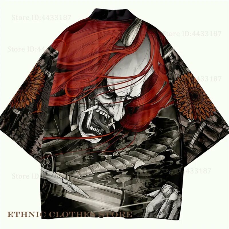 Кимоно кардиган с принтом самурая, L, Kimono cardigan 10