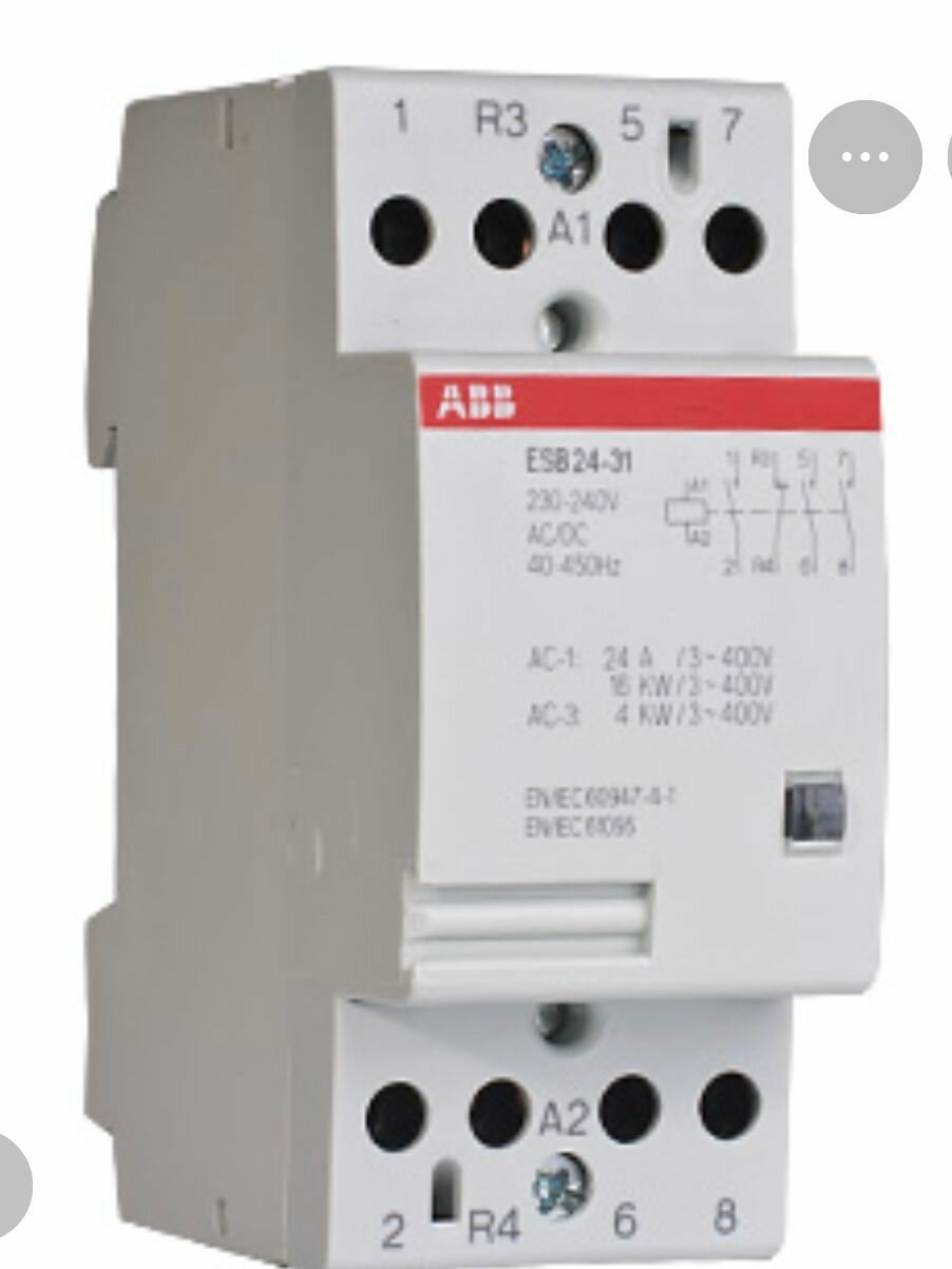 Модульный контактор ESB-24-31 24А катушка 220V AC/DC 3HO+1H3 ABB