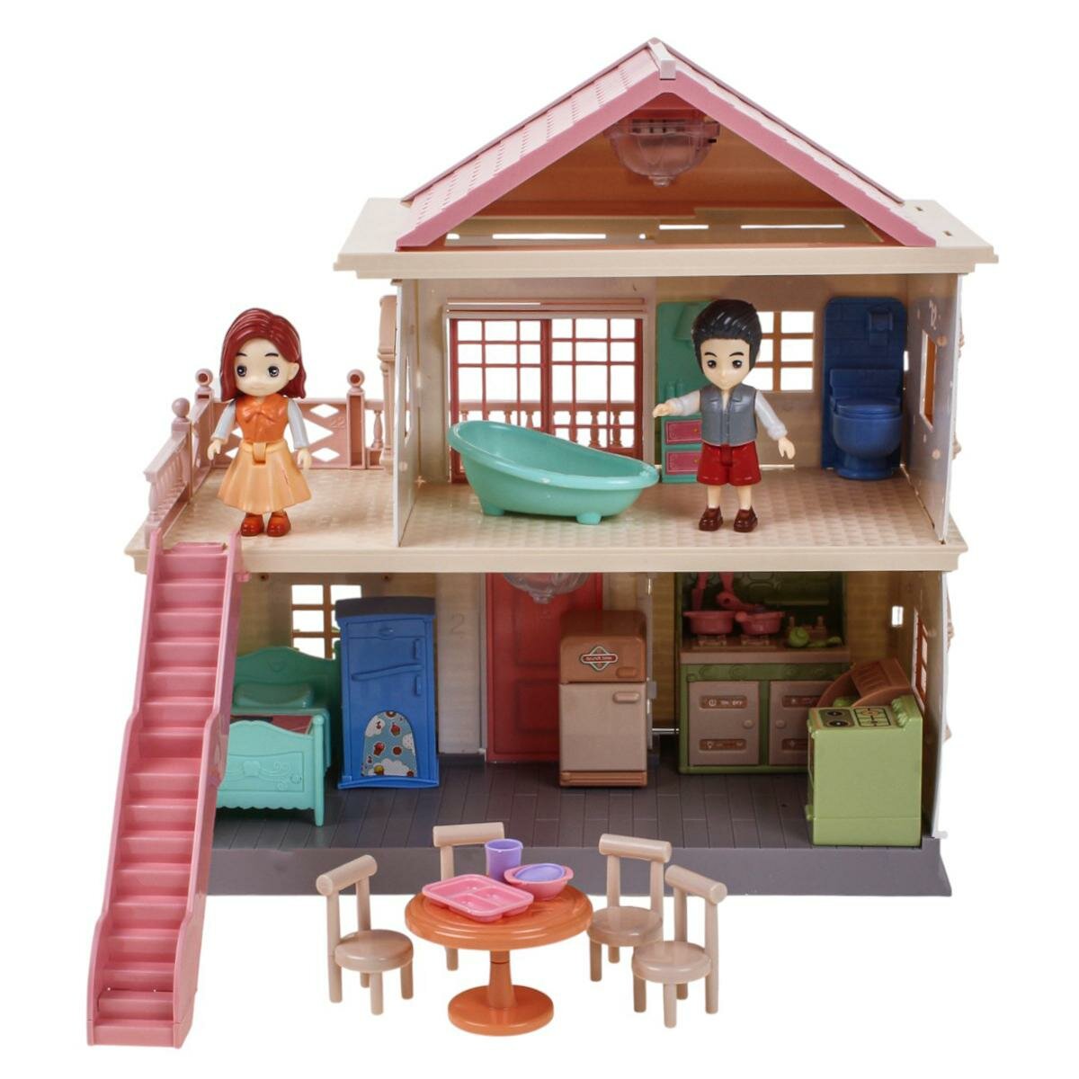 Дом для куклы, коробка KB66-14, мебель и фигурки, 88 предметов