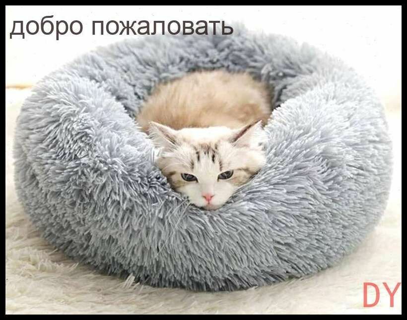 Лежанка экомех премиум, подстилка для кошек и собак мелких и средних пород с мехом, лежак для животных с бортиками, матрасик 45 x 35 см