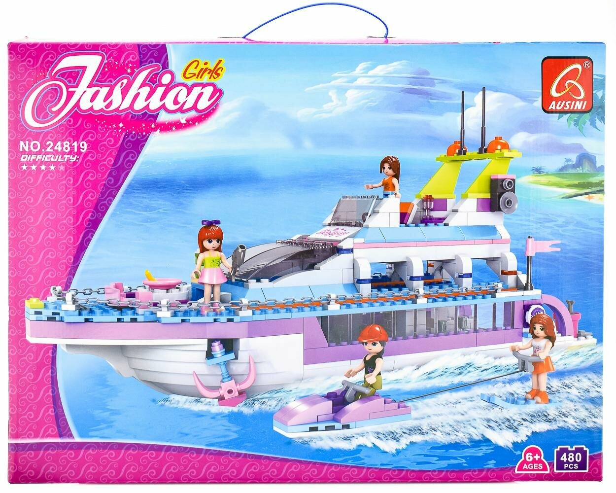 Конструктор блочный "Fashion Girls" круизная яхта, 480 деталей, пластик, для детей от 6 лет