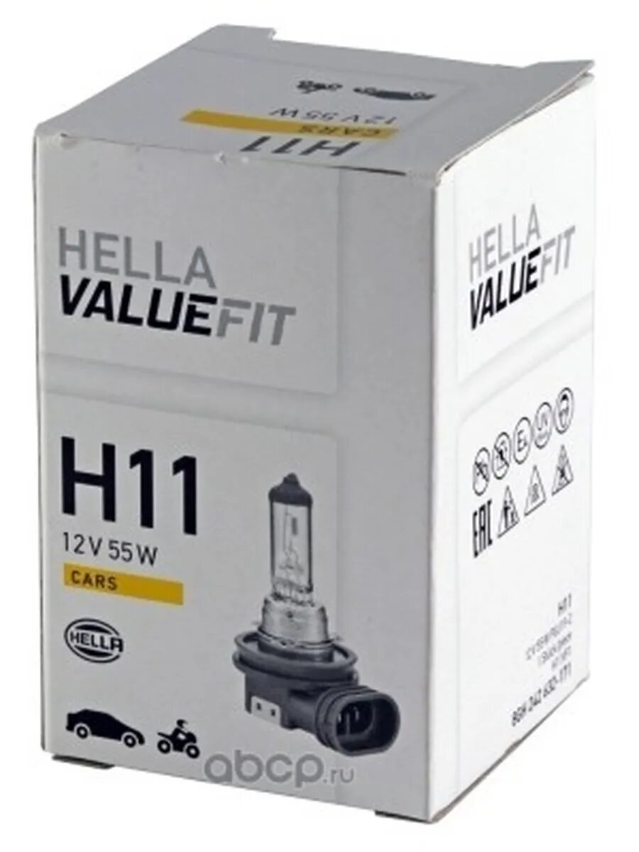 Лампа накаливания 12V H11 55W PGJ19-2 HELLA VALUEFIT 8GH2426