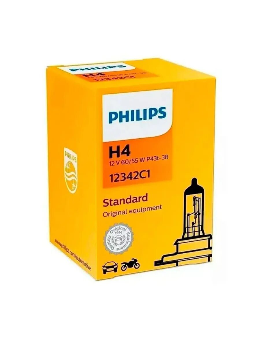 Лампа 12V H4 60/55W 1815lm P43T-38 4300K PHILIPS Original 1