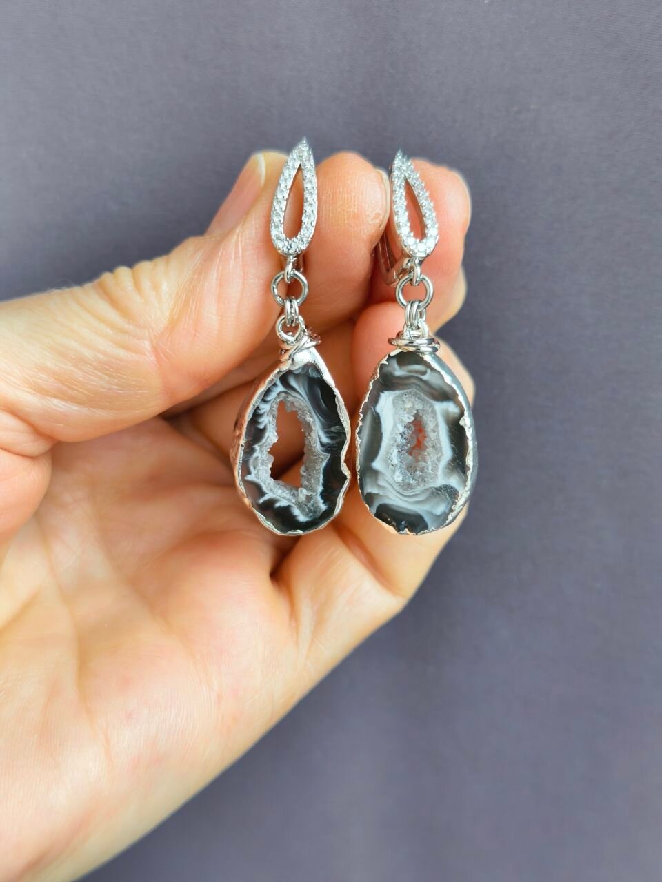 Серьги, агат