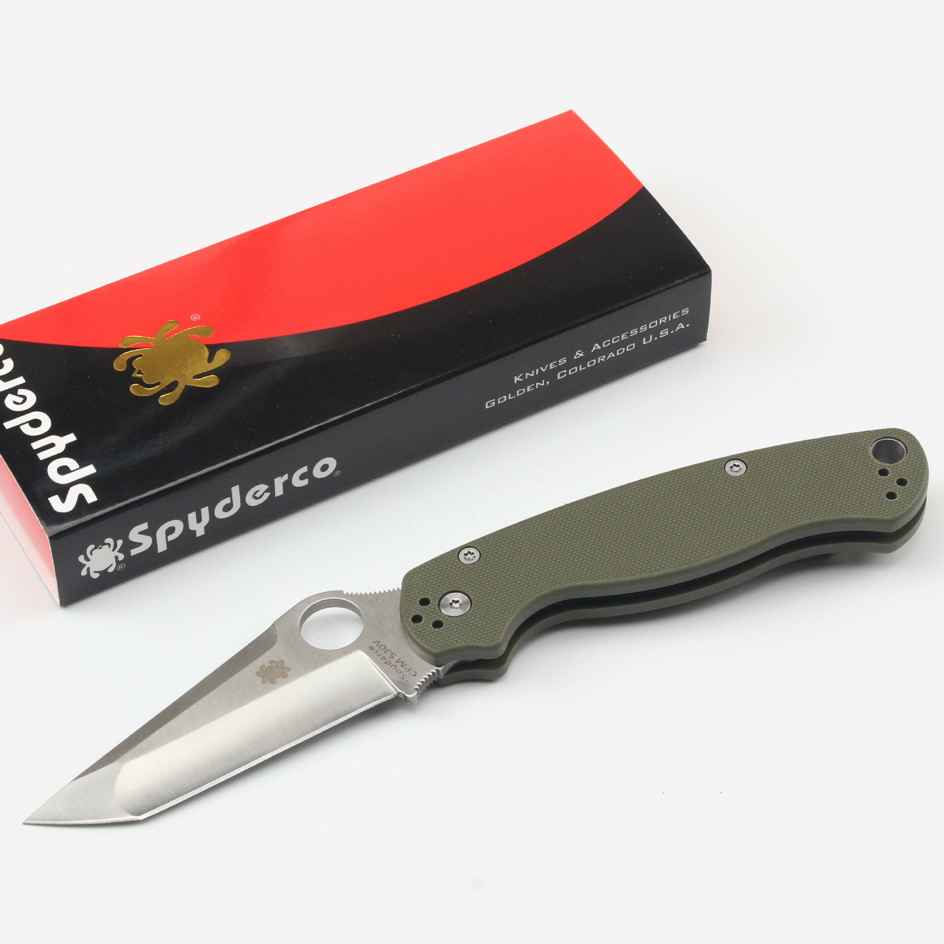 Нож складной туристический Spyderco. Лезвие Танто 8.8 см Сталь 8cr13
