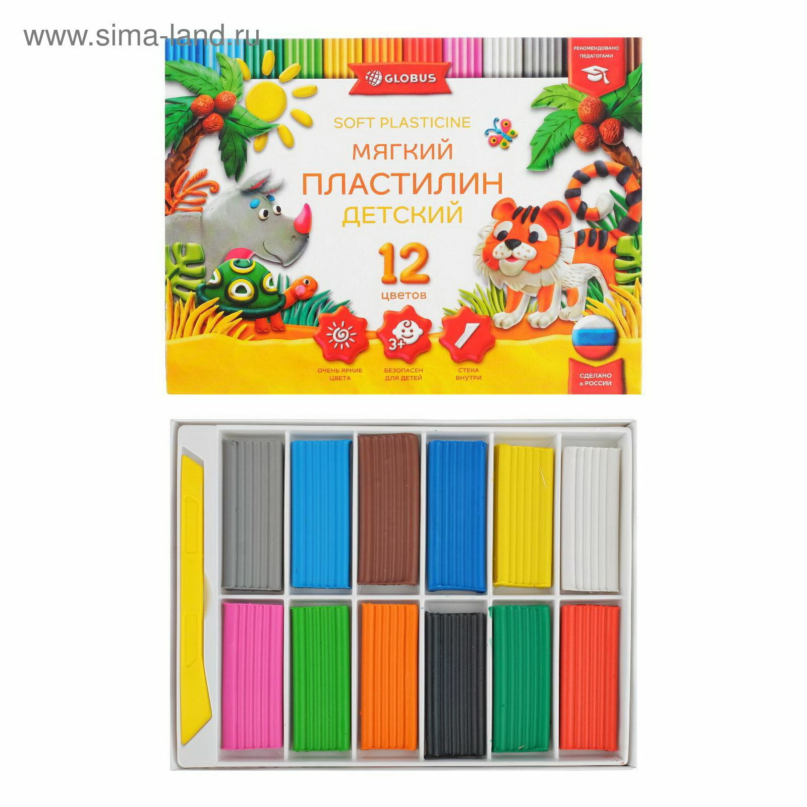 Пластилин "Детский", 12 цветов, 180 г, мягкий, возраст: от 3 лет