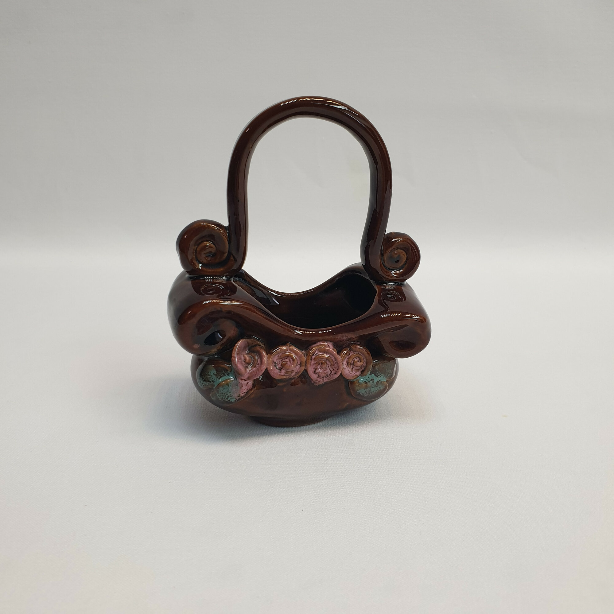 Винтажная ваза декоративная, обливная керамика высота 12 см, СССР